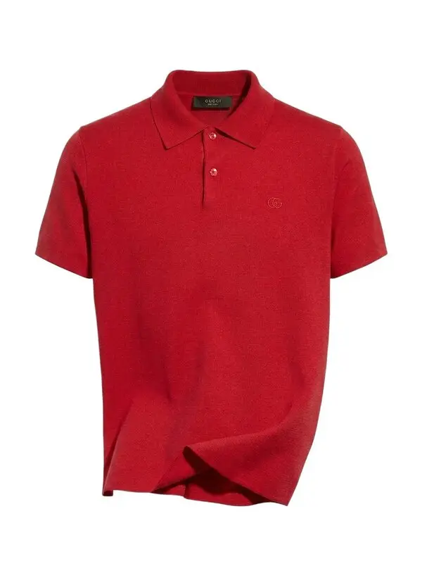 Gucci Knit Silk Cotton Polo Shirt - Red