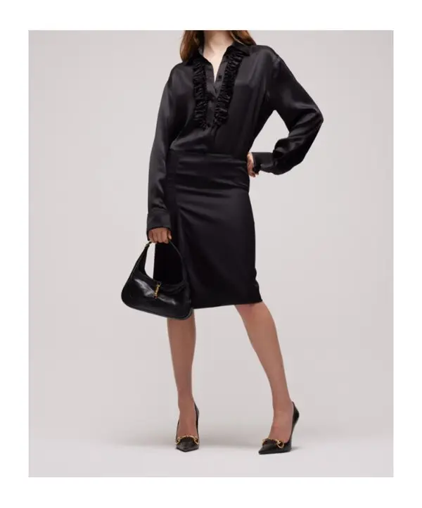 Gucci Silk Satin Shirt With Rouches
