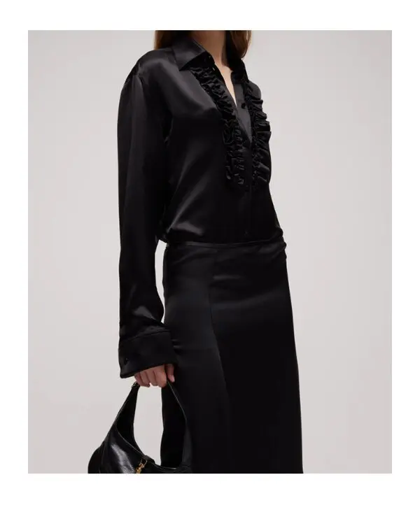 Gucci Silk Satin Shirt With Rouches