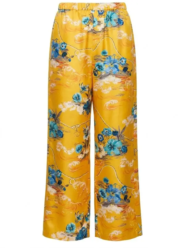 Gucci Printed Silk Twill Leisure Pants - Multi-color