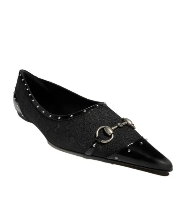 Gucci Point-toe Studded Loafers - Black