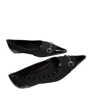 Gucci Point-toe Studded Loafers - Black