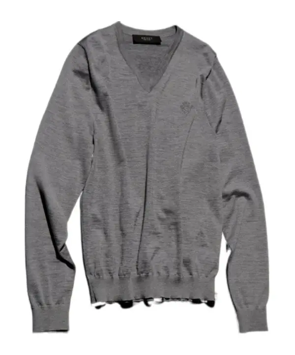 Gucci V-neck Knitted Sweater With Embroidered Crest