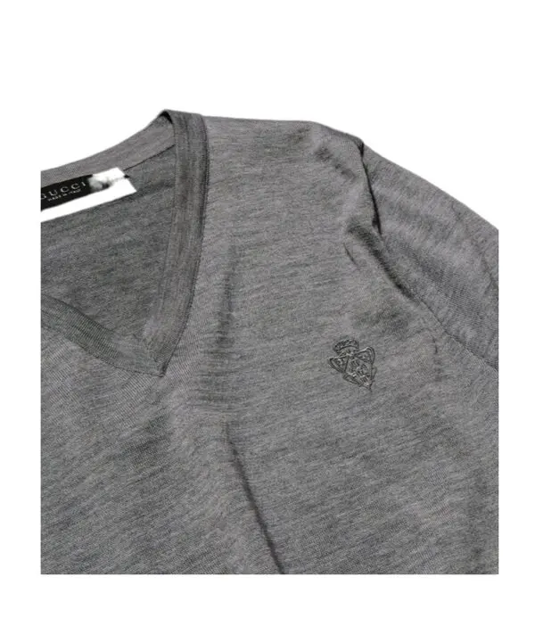 Gucci V-neck Knitted Sweater With Embroidered Crest