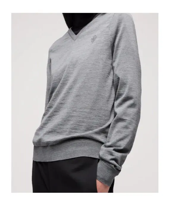 Gucci V-neck Knitted Sweater With Embroidered Crest