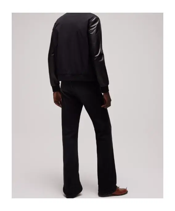 Gucci Bomber Jacket With Leather Sleeves - Black