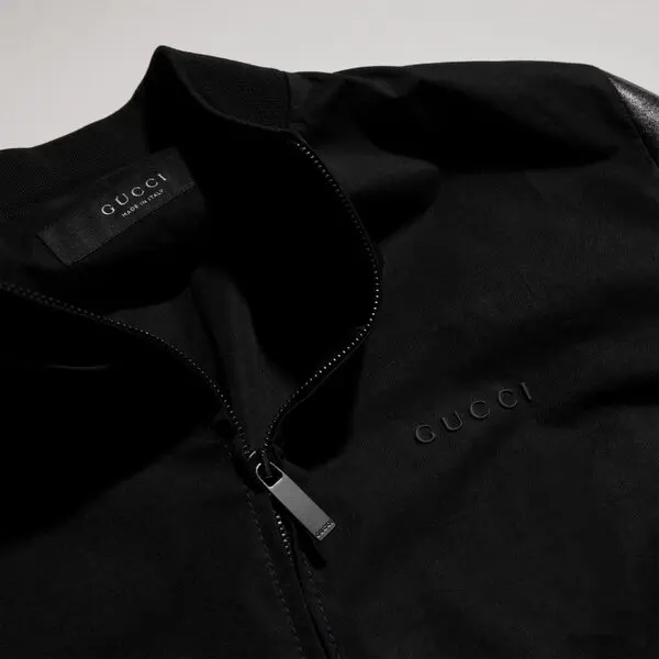 Gucci Bomber Jacket With Leather Sleeves