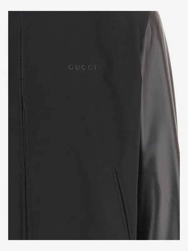 Gucci Bomber Jacket With Leather Sleeves