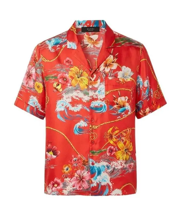 Gucci Printed Silk Twill Bowling Shirt - Multicolor