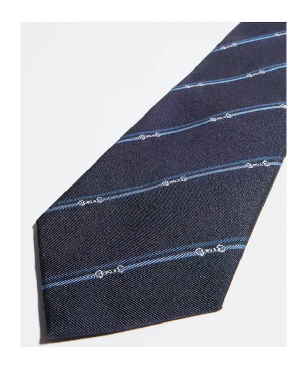 Gucci Diagonal Horsebit Jacquard Tie - Blue