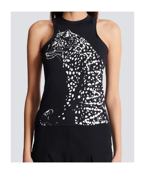 Balmain Leopard Print Tank Top