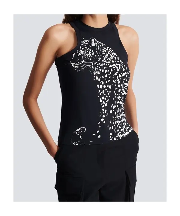 Balmain Leopard Print Tank Top