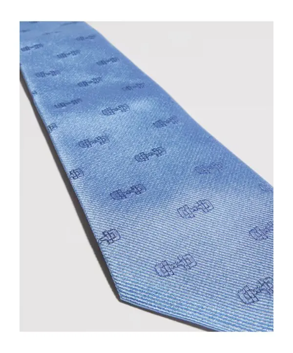 Gucci Horsebit Silk Jacquard Tie - Light Blue