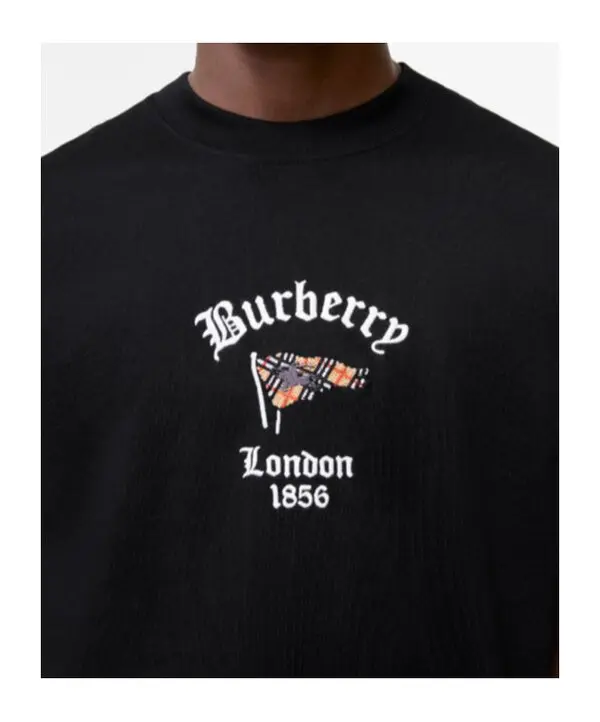 Burberry Check Flag Crewneck T-shirt - Black