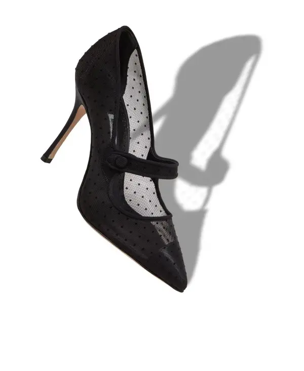 Manolo Blahnik Polka Dot Pointed Toe High Heels