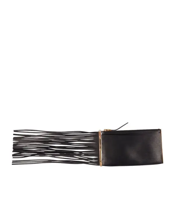 Elisabetta Franchi Fringed Zip Clutch Bag - Black