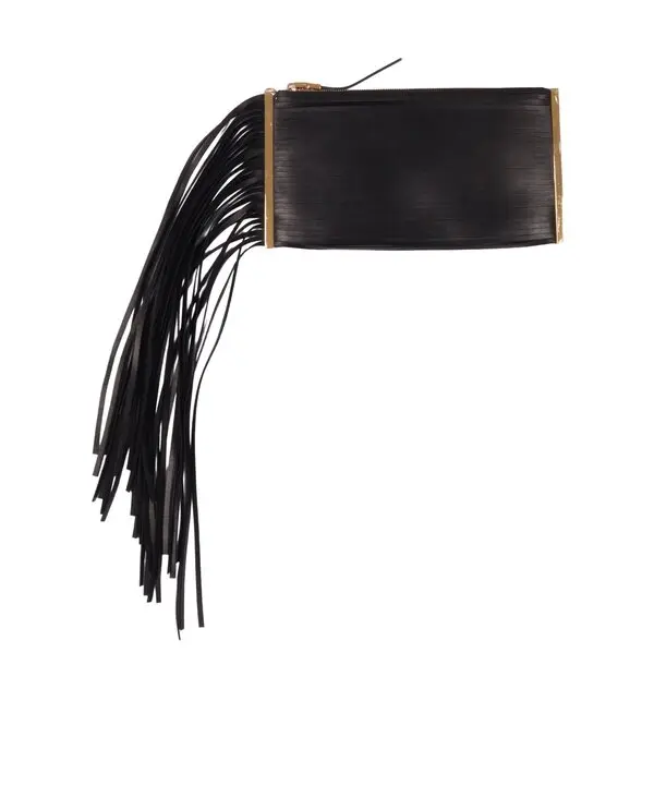 Elisabetta Franchi Fringed Zip Clutch Bag