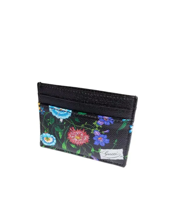 Gucci Flora-motif Card Case - Black