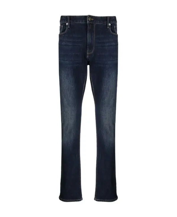 Emporio Armani Logo Plaque Washed Denim Jeans - Black