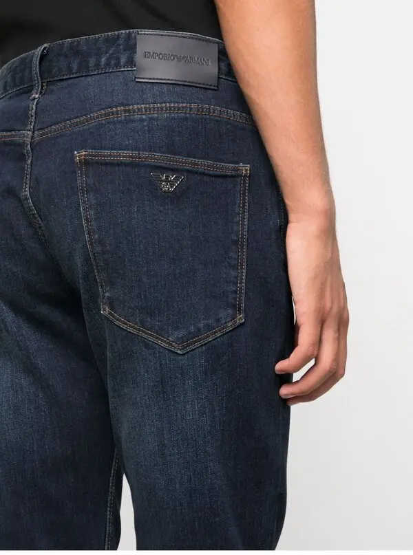 Emporio Armani Logo Plaque Washed Denim Jeans