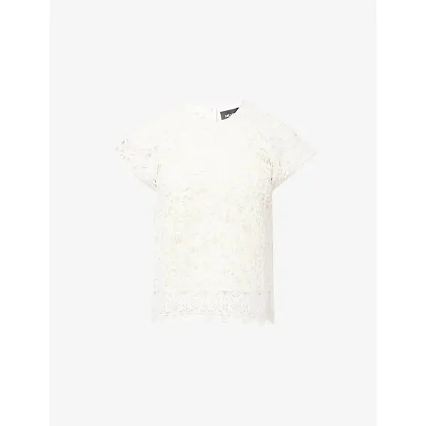 ME+EM Crochet Lace Cropped Cotton Top - Light Cream