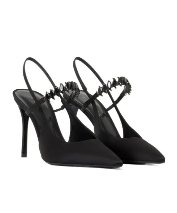 Emporio Armani Embellished Satin Slingback Pumps