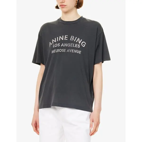 ANINE BING Melrose Logo-print Cotton T-shirt