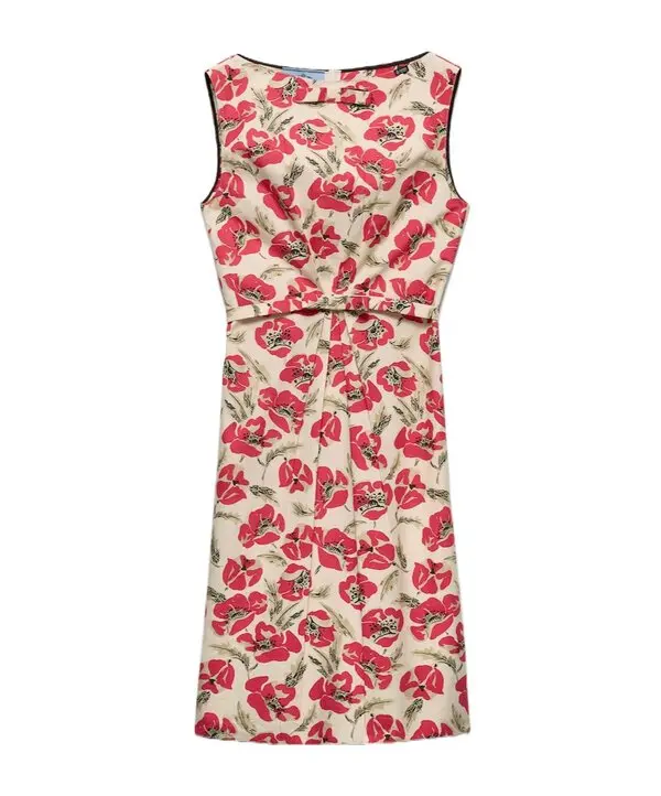 Prada Printed Soft Poplin Dress - Red
