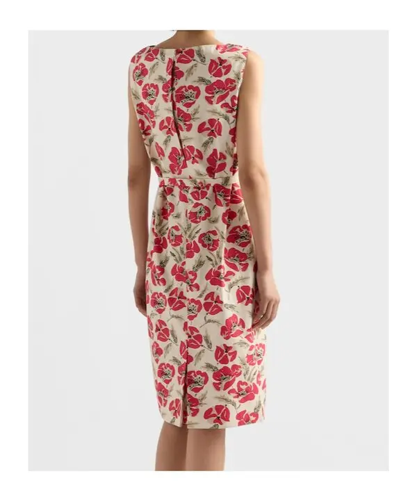 Prada Printed Soft Poplin Dress With Bow Detail