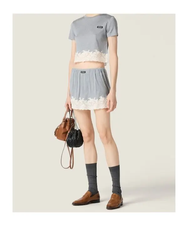 Miu Miu Lace Trim Mini Skirt