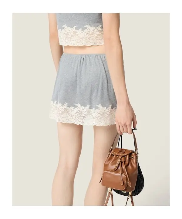 Miu Miu Lace Trim Mini Skirt