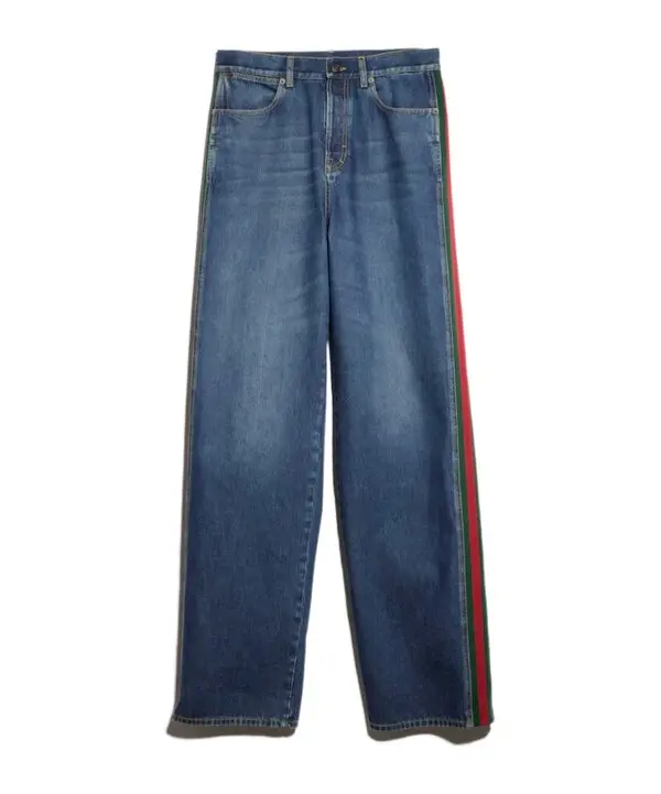 Gucci Cotton Denim Pants With Web Insert