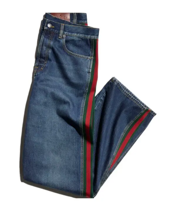 Gucci Cotton Denim Pants With Web Insert