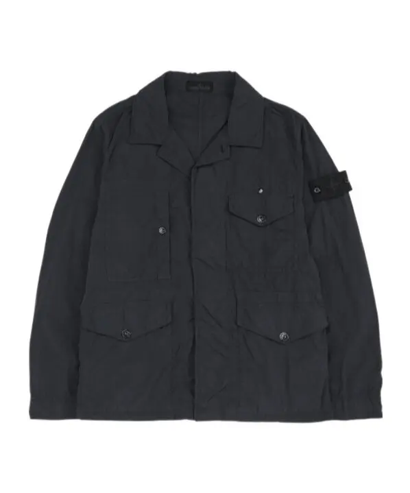 Stone Island Logo Patch Buttoned Jacket - Black