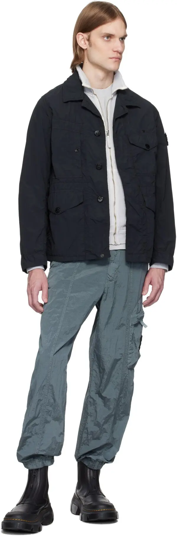 Stone Island Logo Patch Buttoned Jacket
