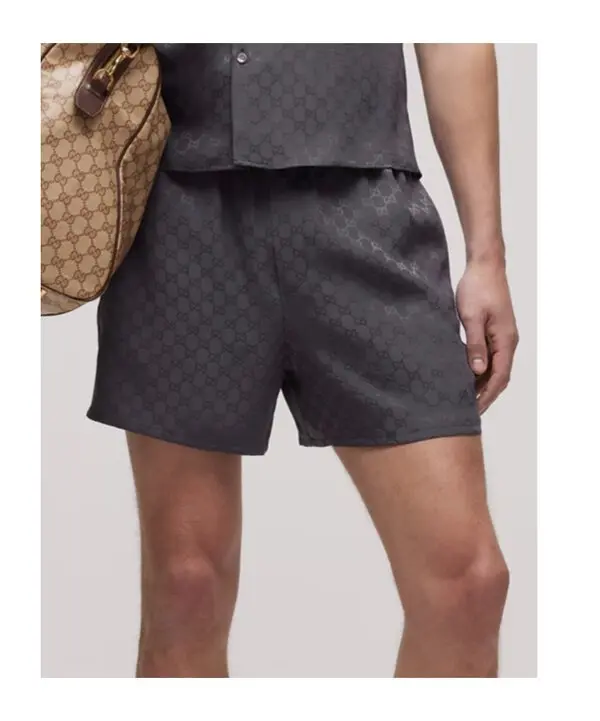 Gucci Gg Silk Jacquard Shorts - Dark Gray