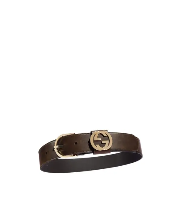 Gucci Wide Belt With Round Buckle - Dark Brown