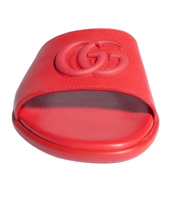 Gucci Slide Sandal With Double G Detail - Red