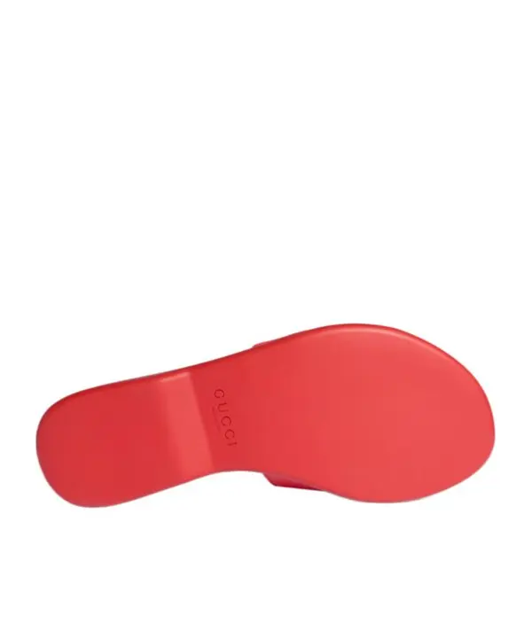 Gucci Slide Sandal With Double G Detail - Red