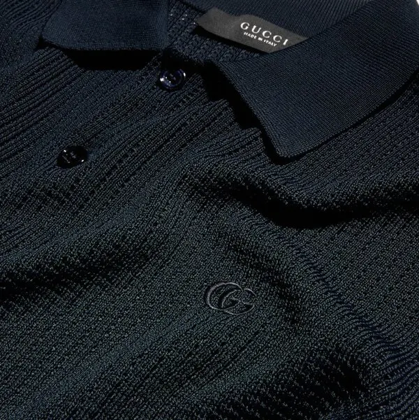 Gucci Technical Knit Fabric Polo Shirt With Embroidery