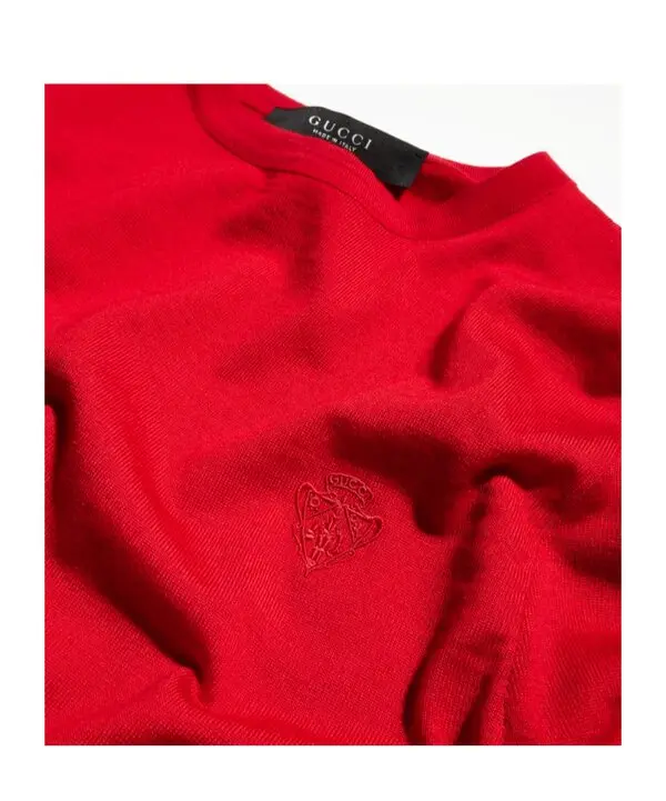 Gucci Fine Wool Sweater With Embroidery - Red