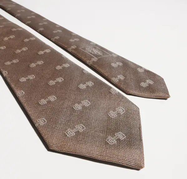 Gucci Horsebit Silk Jacquard Tie - Beige