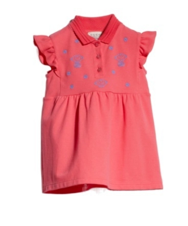 Gucci Stretch Cotton Piquet Dress With Embroidered Motifs