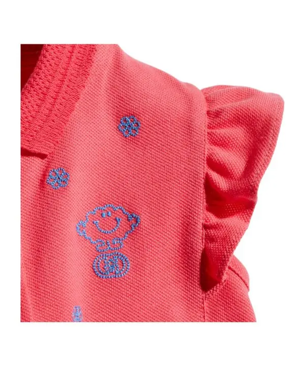 Gucci Stretch Cotton Piquet Dress With Embroidered Motifs