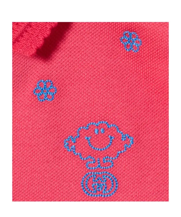 Gucci Stretch Cotton Piquet Dress With Embroidered Motifs