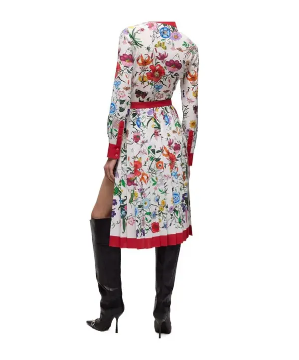 Gucci Pleated Floral Silk Skirt