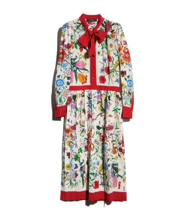 Gucci Flora Print Silk Crêpe De Chine Dress - Multicolor