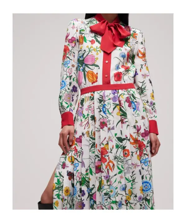 Gucci Flora Print Silk Crêpe De Chine Dress