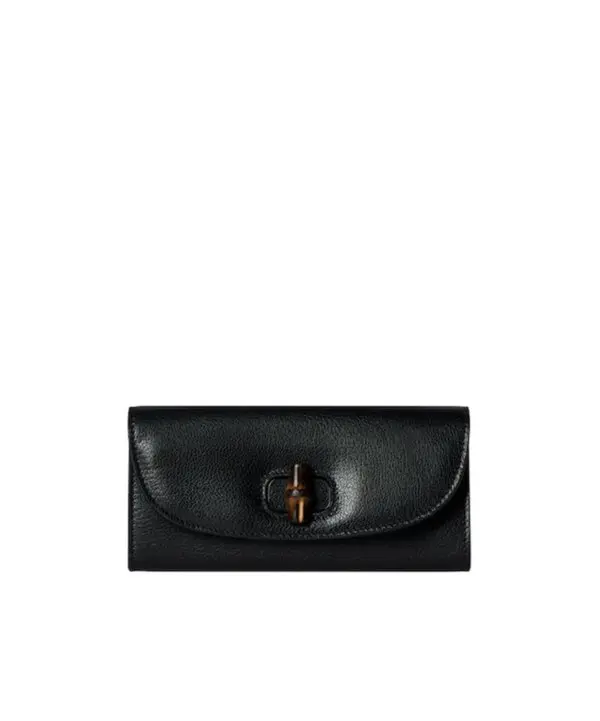 Gucci Long Wallet With Bamboo - Black