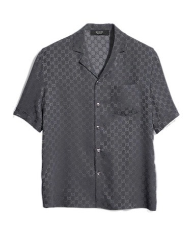Gucci Gg Silk Jacquard Bowling Shirt - Dark Gray